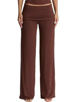 Naked Wardrobe Naked Wardrobe Foldover Flare Pants Chocolate
