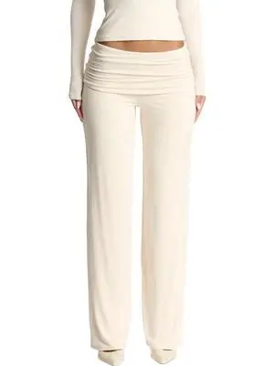 Naked Wardrobe Foldover Flare Pants - Cream