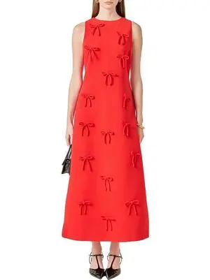 English Factory Bow Embellished A-line Dress - Red