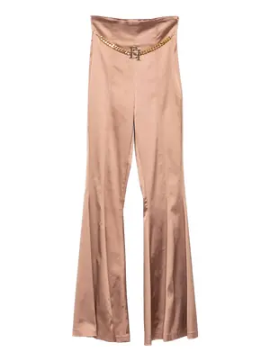 Elisabetta Franchi Satin Flared Trousers - Neutrals