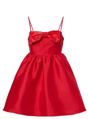 SELF-PORTRAIT Bow-detail Mini Dress - Red