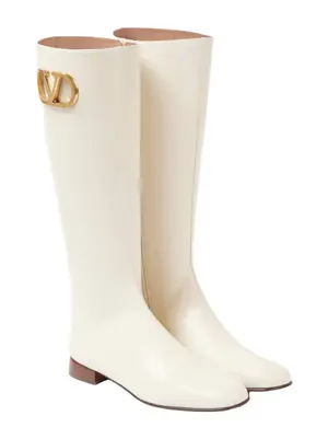 Valentino Garavani Vlogo Signature Leather Boots - White