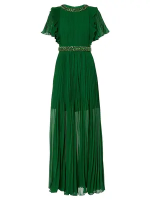 SELF-PORTRAIT Crystal-embellished Gown - Green