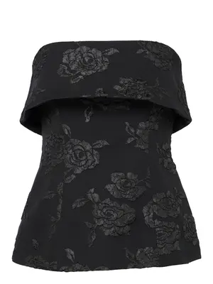 Remain Birger Christensen Floral Jacquard Off-shoulder Top - Black