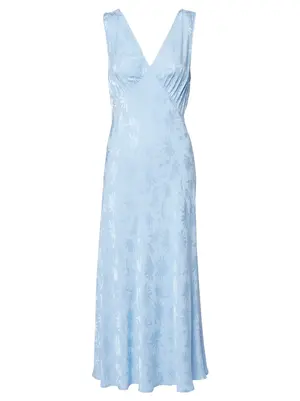 Rixo Sandrine Floral Jacquard Midi Dress - Blue
