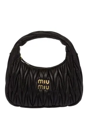 Miu Miu Wander Matelassé Nappa Leather Hobo Bag - Black