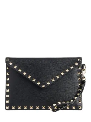 Valentino Garavani Rockstud Grained Leather Pouch - Nero