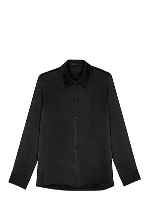 Maje Relaxed-fit Silk Shirt - Noir / Gris