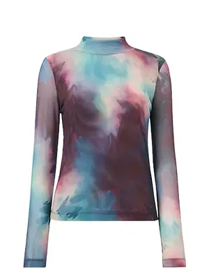 Whistles Printed High-neck Mesh Top - Multi-coloured