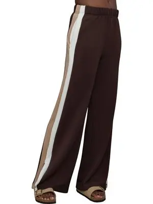 Carbon38 Wide Leg Track Pant - Chocolate Torte