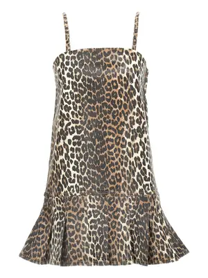 GANNI Leopard Print Mini Dress - Multicolor