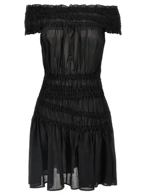 Tory Burch Smocked Cotton Dress - Black