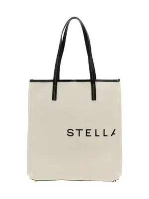 Stella McCartney Logo Printed Shopper Tote - Beige
