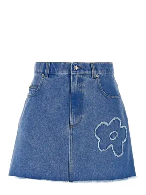 Marni Patch Denim Mini Skirt - Light Blue