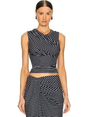 Ronny Kobo Cate Top - Navy & Ivory Stripe