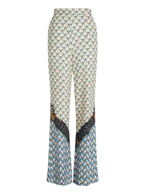 Etro Printed Crepe De Chine Wide-leg Pants - Ecru