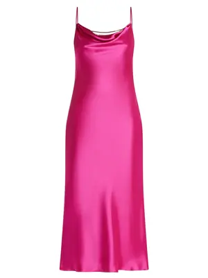Monique Lhuillier Cowl Neck Slip Dress - Pink