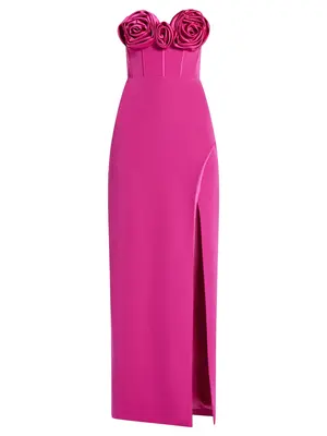 Monique Lhuillier Rose-appliqué Gown - Pink