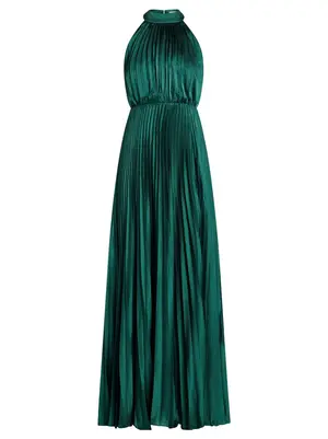 Monique Lhuillier Pleated Maxi Dress - Green