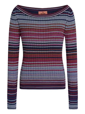 Missoni Striped Ribbed Top - Navy