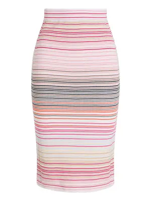 Missoni Striped Ribbed Pencil Skirt - Baby Pink