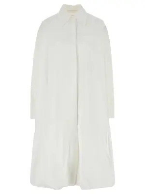 JIL SANDER Poplin Shirt Midi Dress - White