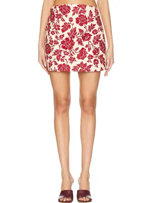 Posse Romeo Mini Skirt - Deep Red & Oat