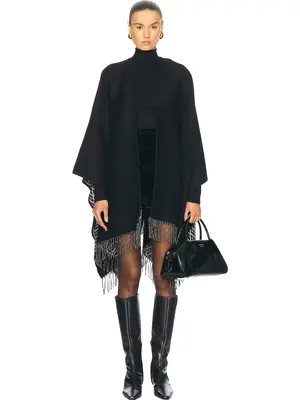 Valentino Garavani Toute La V Cashmere Poncho - Nero & Crema