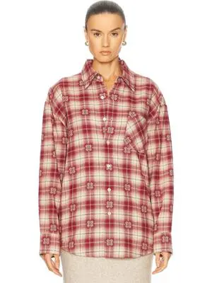 Amiri Quad Flannel Overshirt In Red - Deep Red