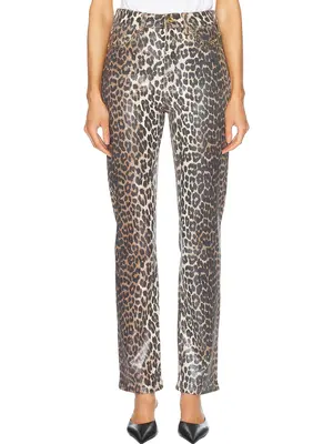 GANNI Foil Print Carri Chain Pant - Leopard