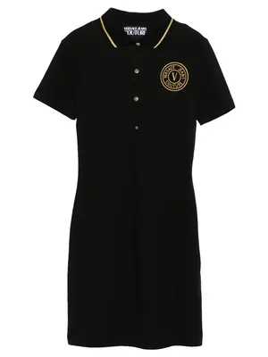 Versace Logo-embroidered Mini Dress - Black