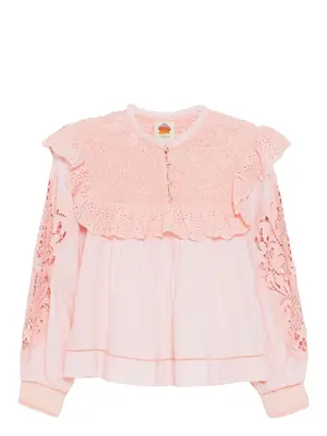 Farm Rio Rose Honeycomb Blouse - Pink