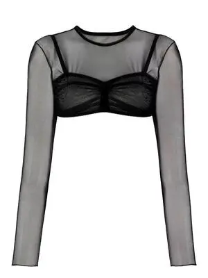 IOANA CIOLACU Semi-sheer Cropped Top - Black