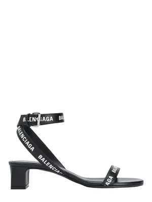 Balenciaga Logo Ankle Strap Sandals - Black