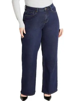 City Chic Jojo St. Wide Leg Jeans - Dark Denim