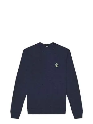 DALIX Mushroom Fleece Crewneck Sweatshirt - Heather Navy