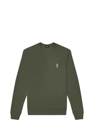 DALIX Mushroom Fleece Crewneck Sweatshirt - Military Green