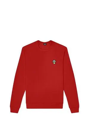DALIX Mushroom Fleece Crewneck Sweatshirt - Red