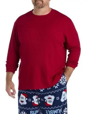 HARBOR BAY BY DXL Big & Tall Long-sleeve Waffle-knit Crewneck Tee - Red
