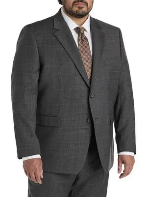 JV REFLEX Big & Tall Micro Grid Suit Jacket - Charcoal