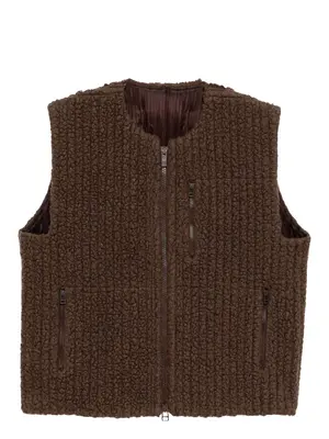 Issey Miyake Fleeced Pleats Gilet - Brown