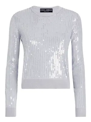 Dolce & Gabbana Sequin Knitted Top - Grey