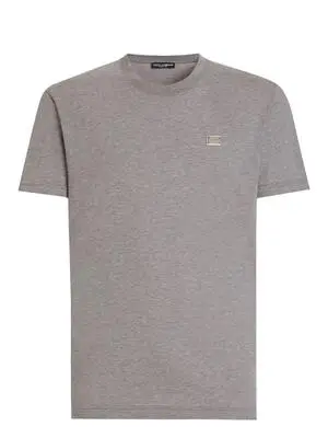 Dolce & Gabbana Logo-plaque Cotton T-shirt - Grey