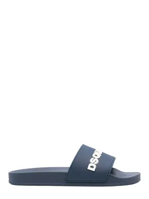 Dsquared2 Logo Embossed Slides - Blue