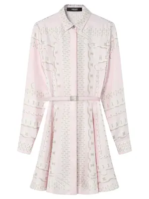Versace Treasure Silk Midi Shirt Dress - Pink