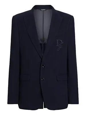 Dolce & Gabbana Logo-appliqué Blazer - Blue