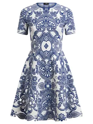 Etro Patterned Jacquard Mini Dress - Blue