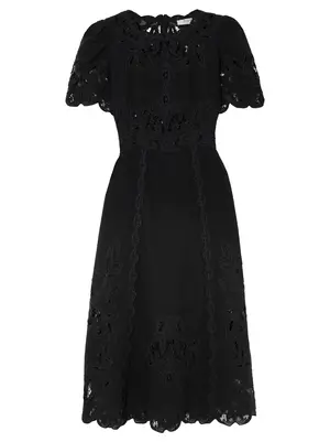 Sea Gianna Lace-trimmed Embroidered Midi Dress - Black