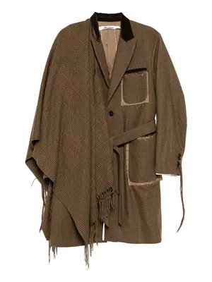 MIDORIKAWA Raw Edge Detailing Coat - Brown