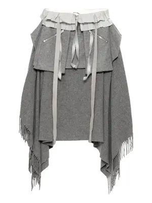 MIDORIKAWA Raw Edge Skirt - Grey